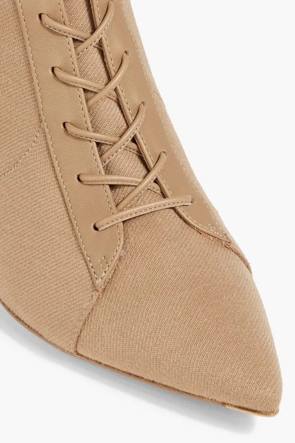 GIANVITO ROSSI Lace-up Leather-trimmed Twill Knee Boots