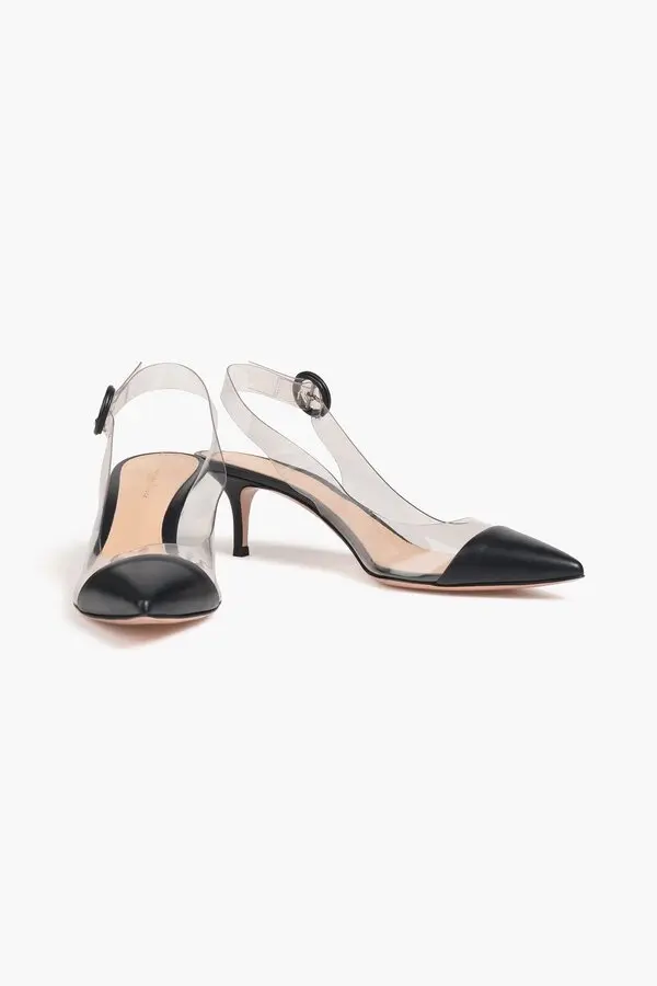 GIANVITO ROSSI Alice Leather And Pvc Slingback Pumps - Midnight Blue