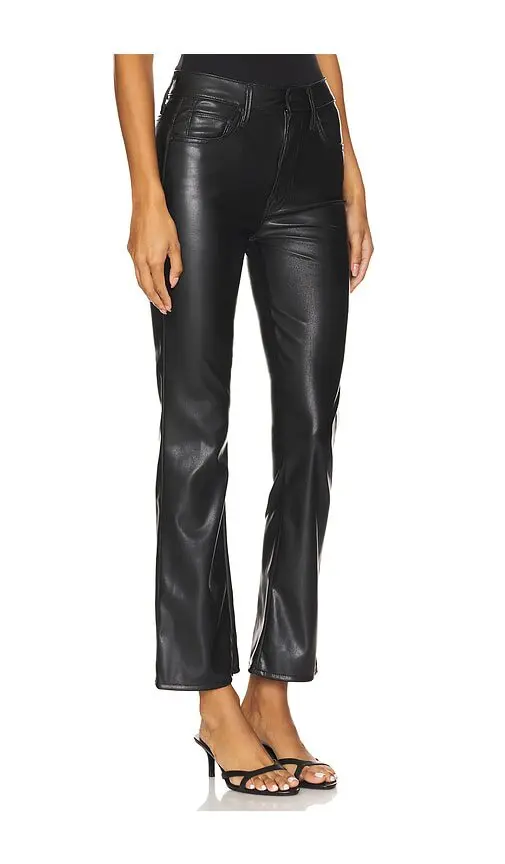 MOTHER The Insider Flood Faux Leather Flare Leg Pants - Black