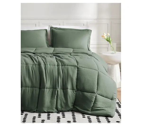 TRULY SOFT Garment Wash Solid Full/queen 3-piec E Comforter Set