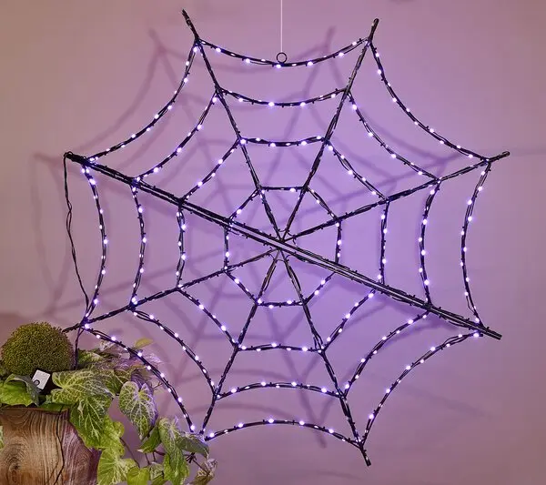 HAY & HARVEST 36' In/outdoor Foldable Led Spider Web - One-color