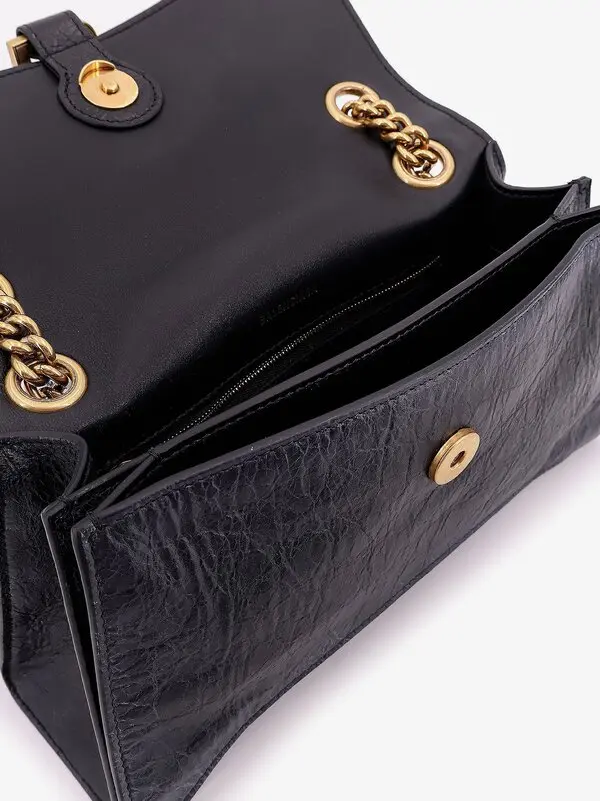 Balenciaga Leather Shoulder Bag With Metal Logo