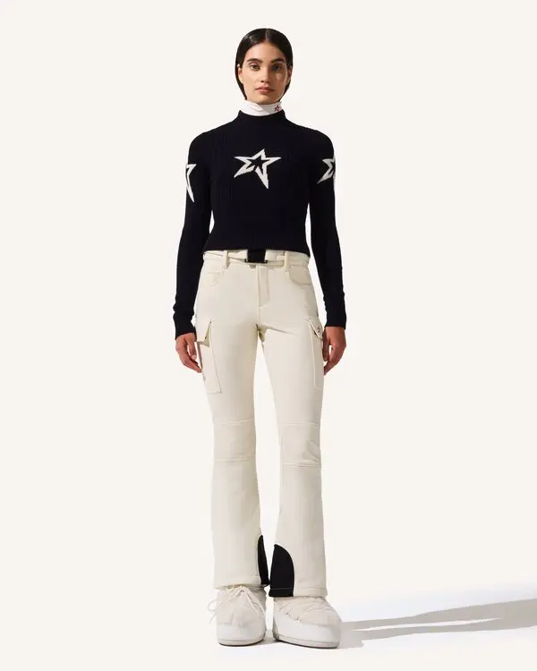 Perfect Moment Cable Merino Wool Sweater - Navy