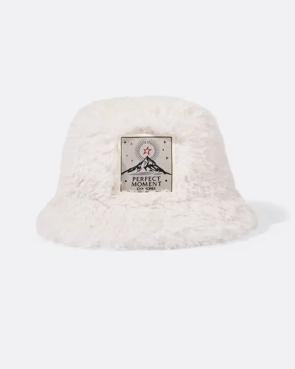 Perfect Moment Faux Shearling Bucket Hat - White