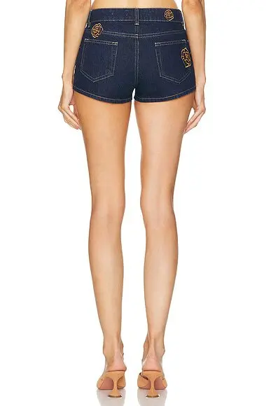 SIEDRES Embroidered Denim Mini Shorts