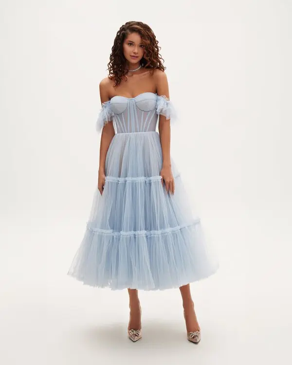 MILLA Ruffled Tulle Midi