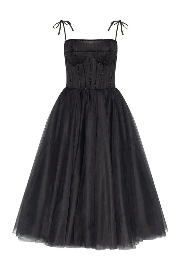MILLA Tie-strap A-line Midi Dress