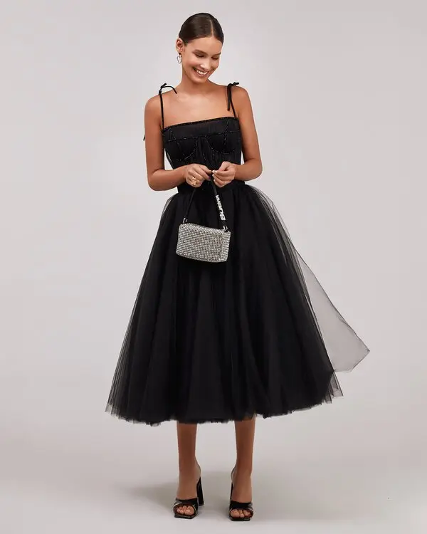 MILLA Tie-strap A-line Midi Dress