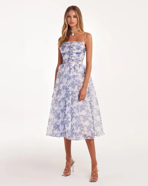 MILLA Spaghetti Strap Floral Print Midi Dress