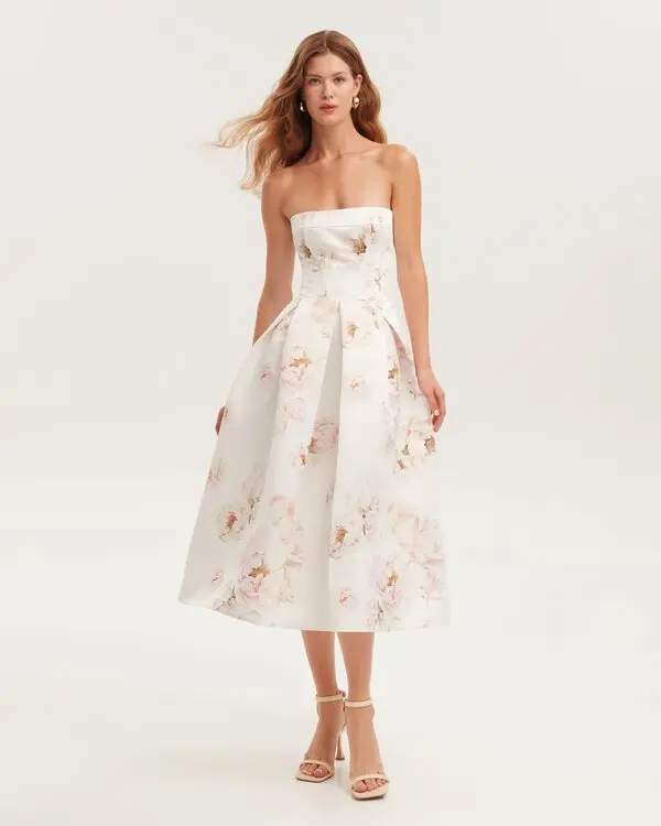 Milla Floral Corset Midi Dress - Peony | Editorialist