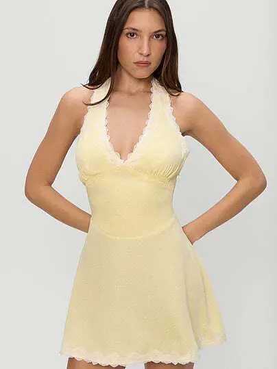 Victoria's Secret Frankies Bikinis Audrey Satin Mini Dress - Yellow