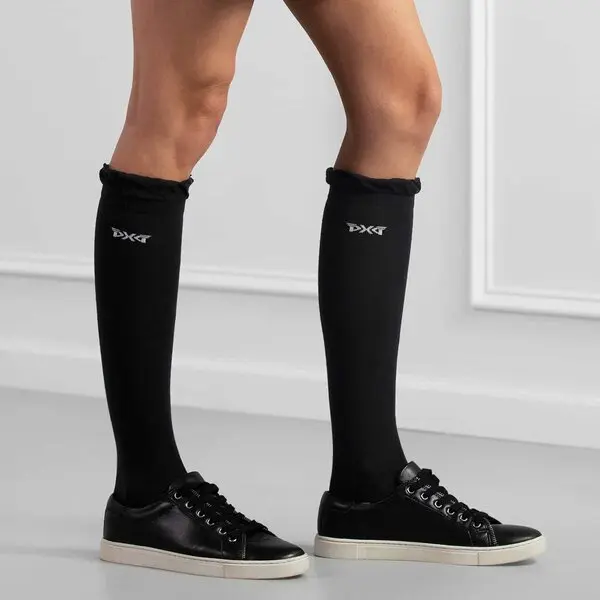 PXG Ruffle Knee-high Socks - Black