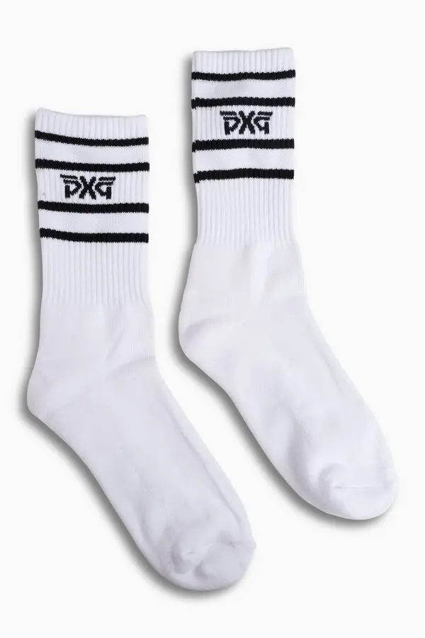 PXG Stripe Crew Socks - White
