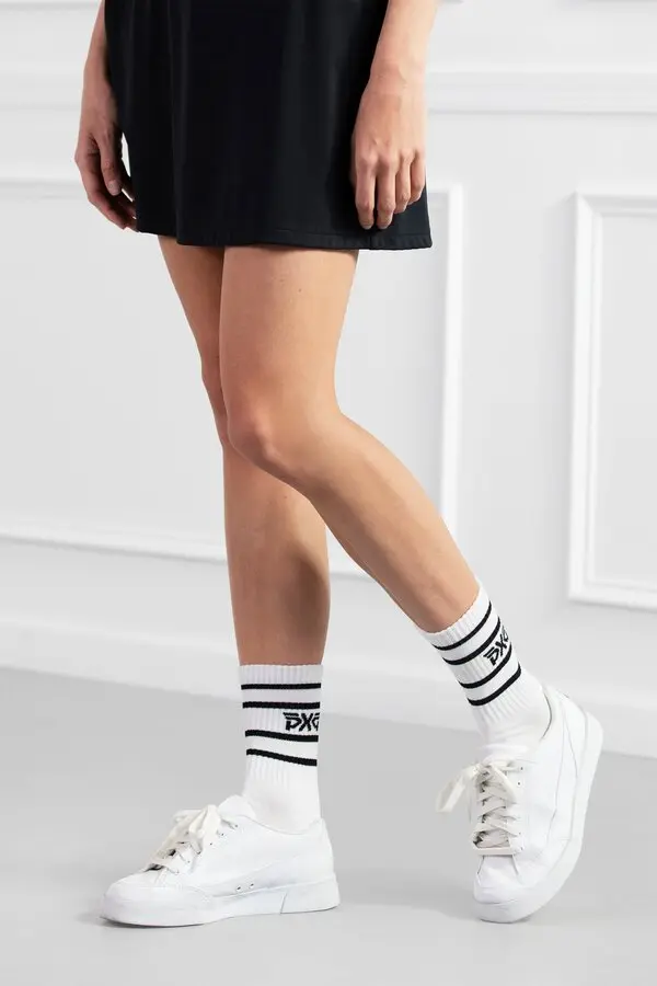PXG Stripe Crew Socks - White