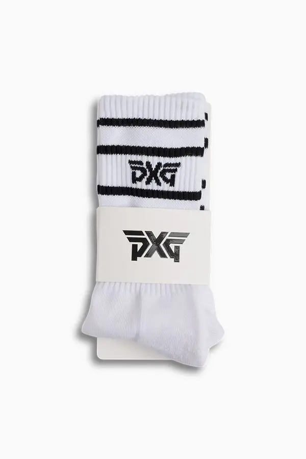 PXG Stripe Crew Socks - White