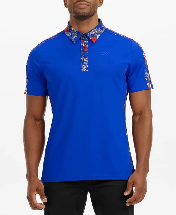 Pxg Athletic Fit Short Sleeve Aloha 24 Polo - Blue | Editorialist