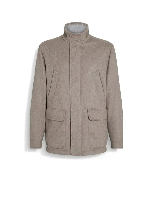 Zegna Oasi Cashmere Elements Car Coat - Light Taupe Multimélange