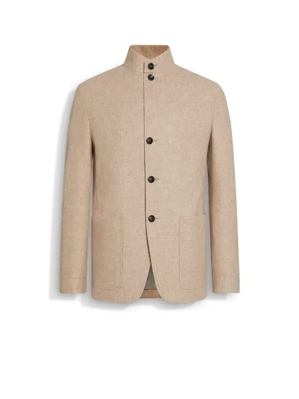 Zegna Oasi Cashmere Il Conte Chore Jacket - Light Taupe Multimélange