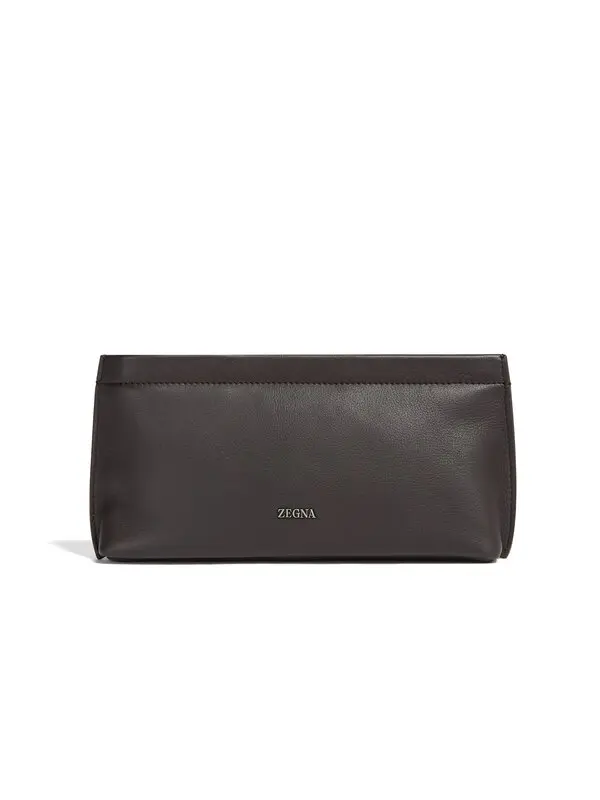 Zegna Secondskin Mini Standing Clutch - Dark Brown