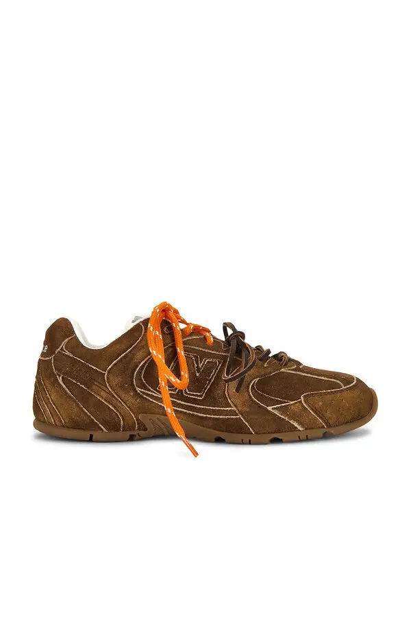Miu Miu X New Balance Vintage Effect Calfskin Leather Sneakers - Cannella