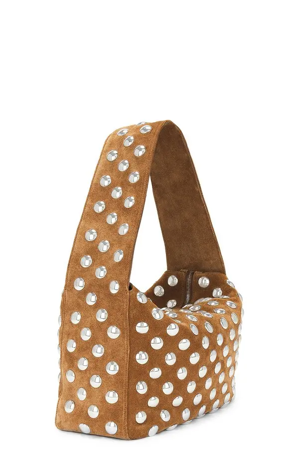 Khaite Elena Studded Shoulder Bag - Mud & Silver
