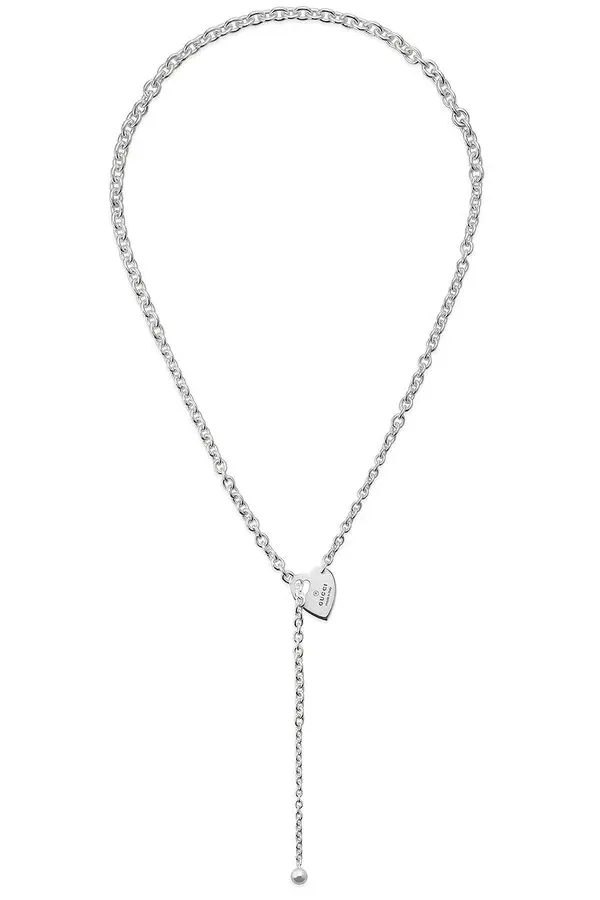 Gucci Trademark Heart Lariat Necklace - Sterling Silver
