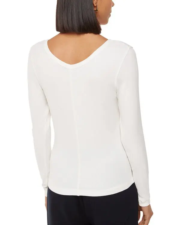 Whistles Essentials Ribbed V-neck Top - Ivory