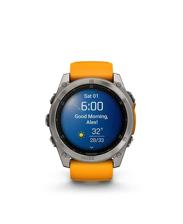 GARMIN Fenix 8 51mm, Amoled, Saphire, Bare Graphite Titanium, Spark /graphite Band Watch - Orange