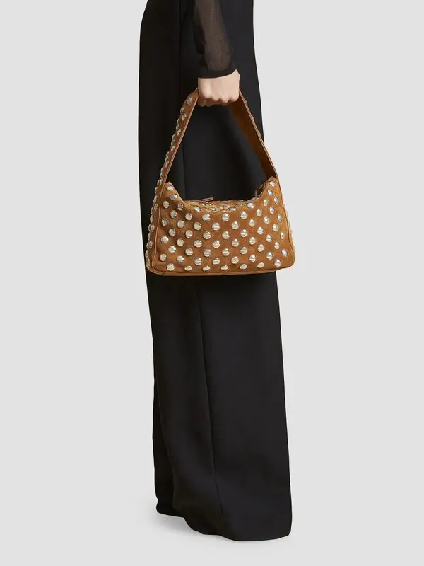 Khaite Elena Studded Suede Shoulder Bag