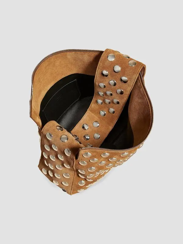 Khaite Elena Studded Suede Shoulder Bag