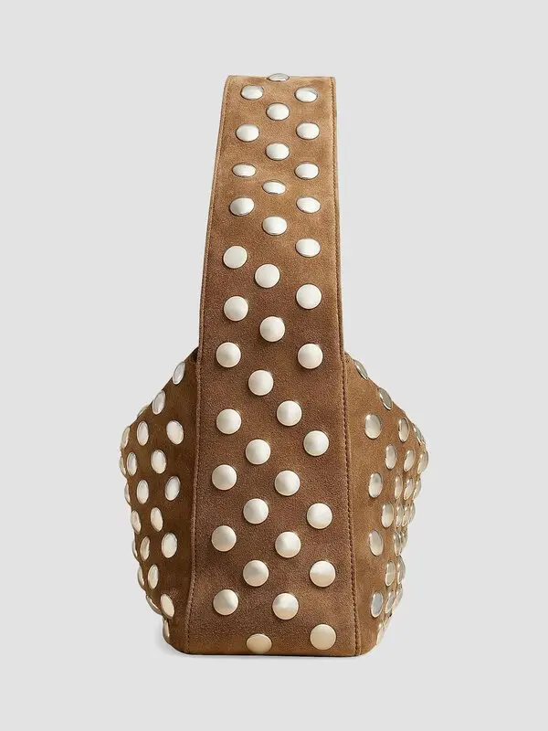 Khaite Elena Studded Suede Shoulder Bag