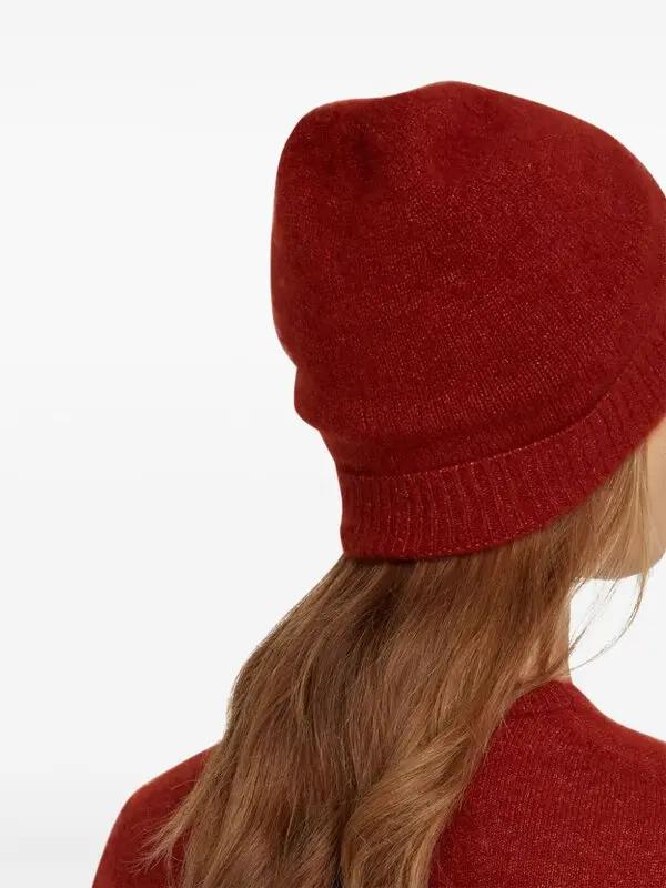 Cashmere In Love Turn-up Hem Cashmere Beanie - Orange