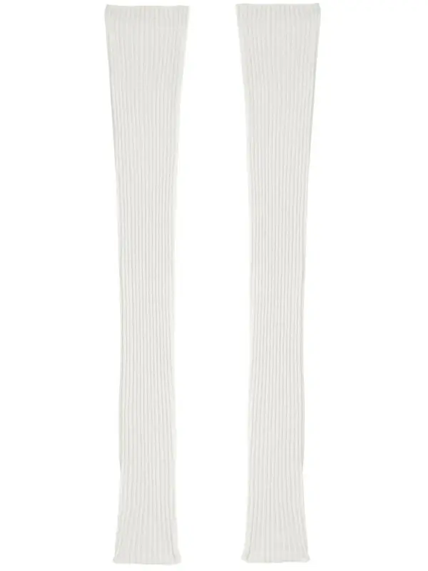 Cashmere In Love Ribbed Knit Arm Warmers - White