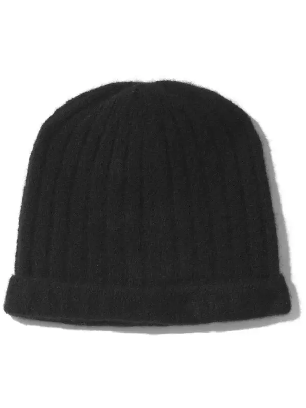 Cashmere In Love Turn-up Hem Beanie - Black