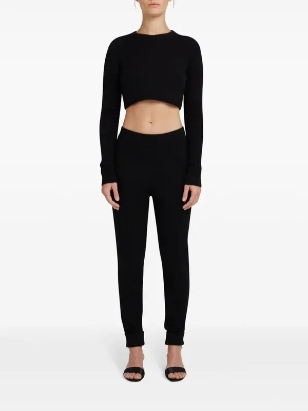 Cashmere In Love Luz Ribbed Wool-cashmere Track Pants - Black