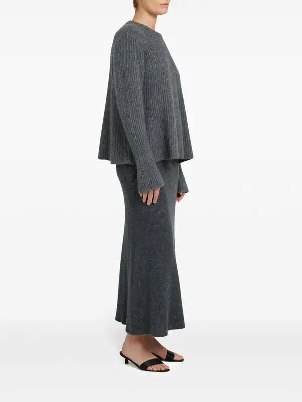 Cashmere In Love Flared Knitted Jumper - Grey