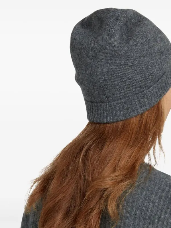 Cashmere In Love Turn-up Hem Beanie - Grey