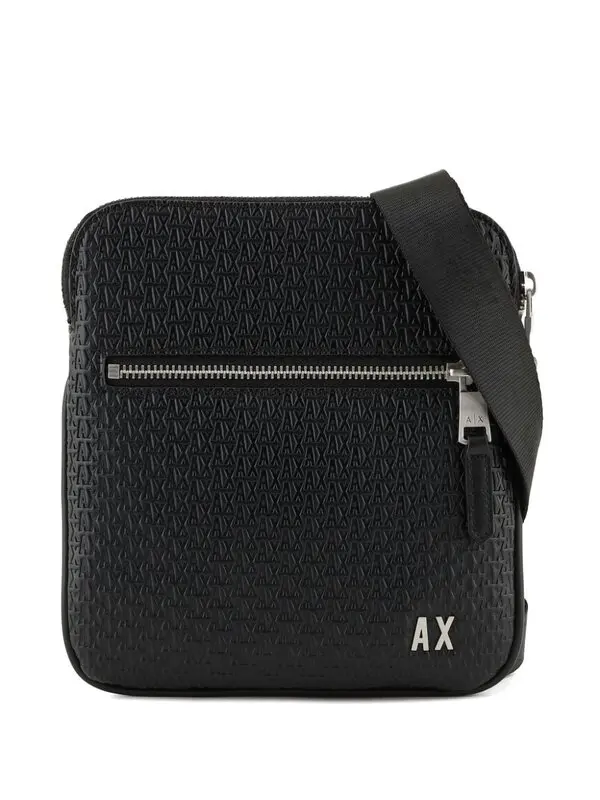 Armani Exchange Monogram Debossed Messenger Bag - Black
