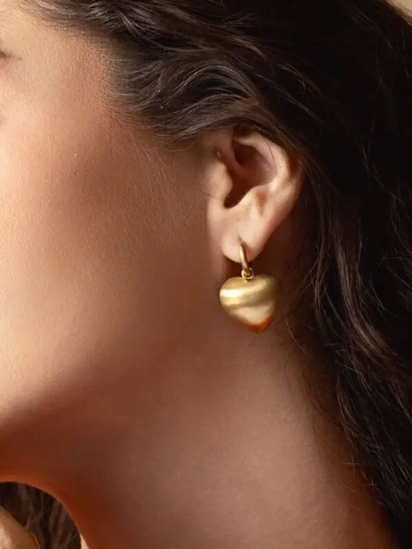 Irene Neuwirth 18kt Yellow Dome Heart Earrings