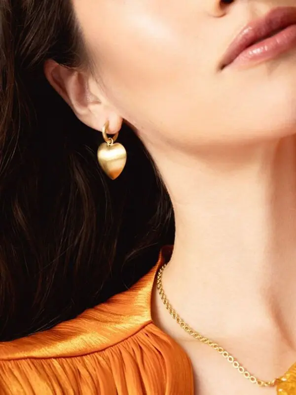 Irene Neuwirth 18kt Yellow Dome Heart Earrings