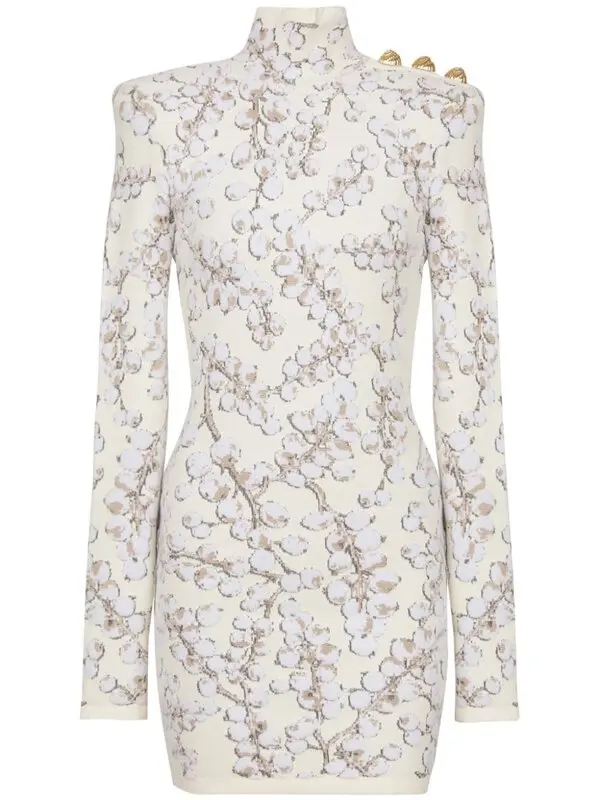 Balmain Jacquard-knit Mini Dress