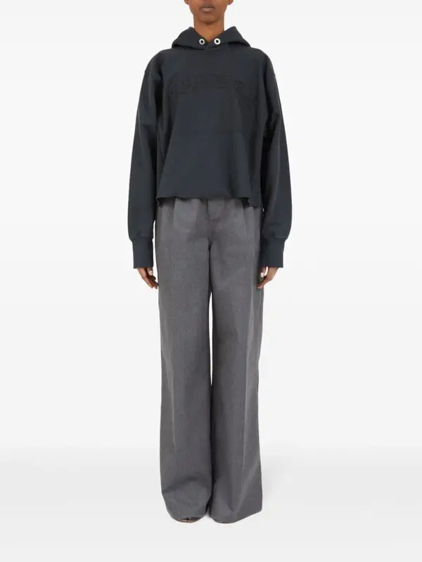 MAISON MARGIELA Logo-embroidered Hoodie - Grey