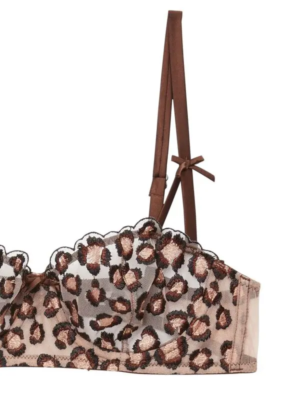 FLEUR DU MAL Leopard-embroidered Balconette Bra