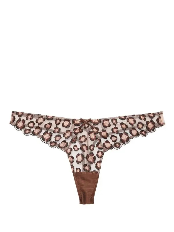 Fleur Du Mal Leopard-embroidered Thong - Brown