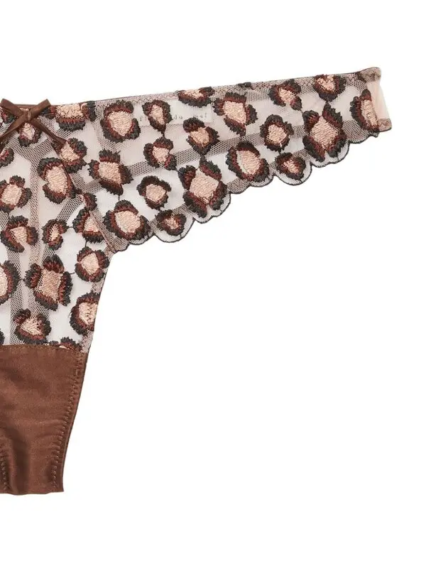 FLEUR DU MAL Leopard-embroidered Thong