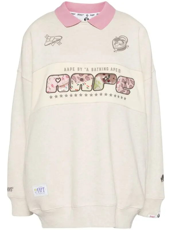 A BATHING APE Aape * Logo Polo Sweatshirt - Neutrals