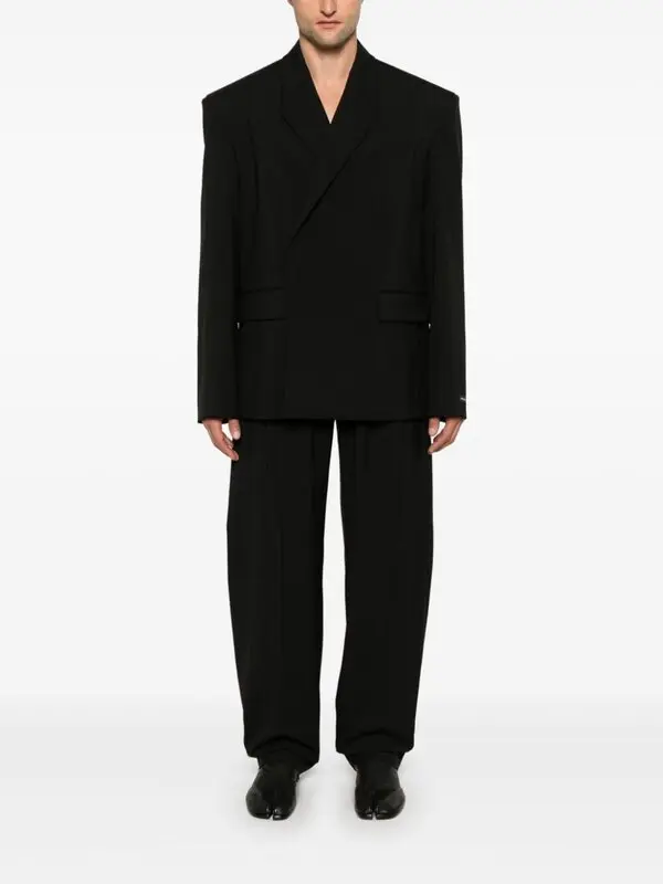 MUGLER Pleated Wide-leg Trousers - Black