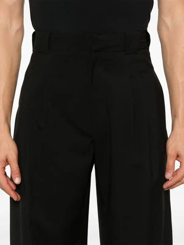 MUGLER Pleated Wide-leg Trousers - Black