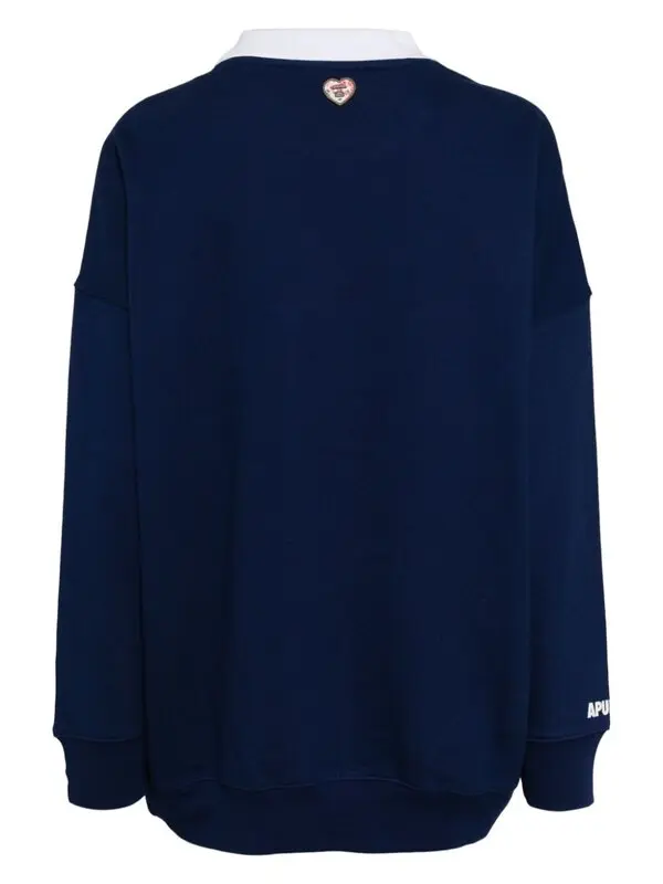 A BATHING APE Logo-embellished Polo Sweatshirt - Blue