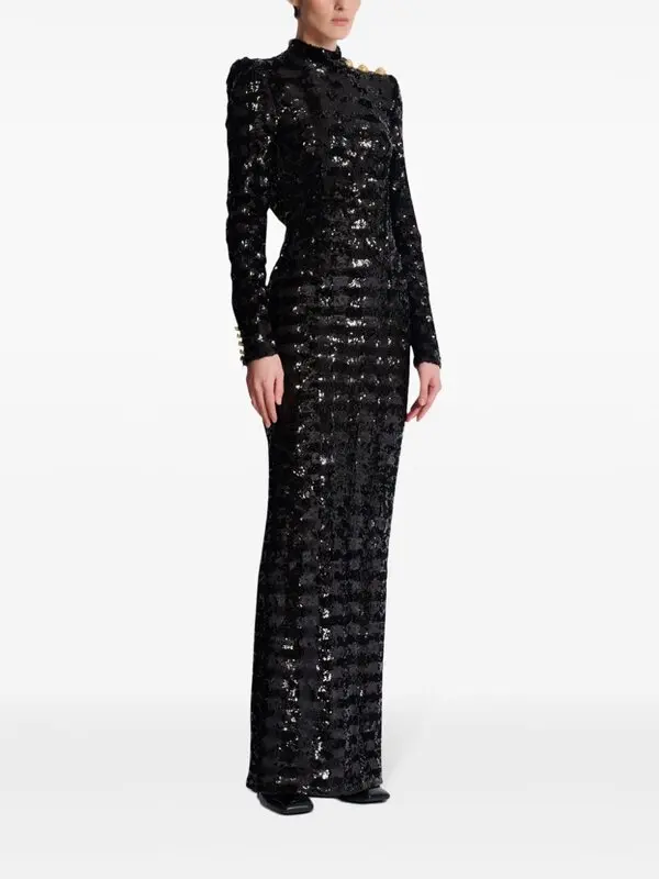 balmain black sequin dress Balmain